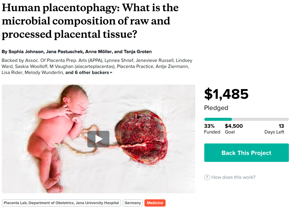 Be a Backer! New Placentophagy Research Project at Jena University ...